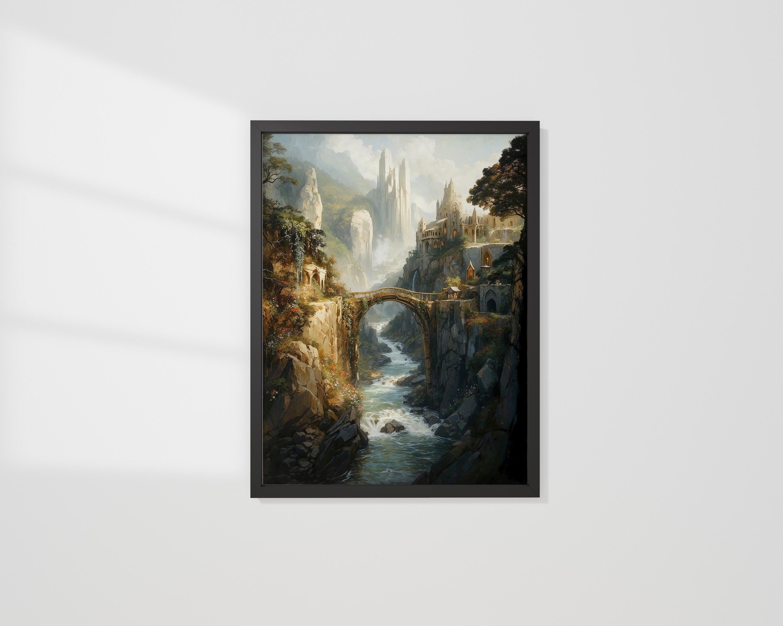 Elvish River Landscape Oil Painting, Power Ring Fine Art Print ...
