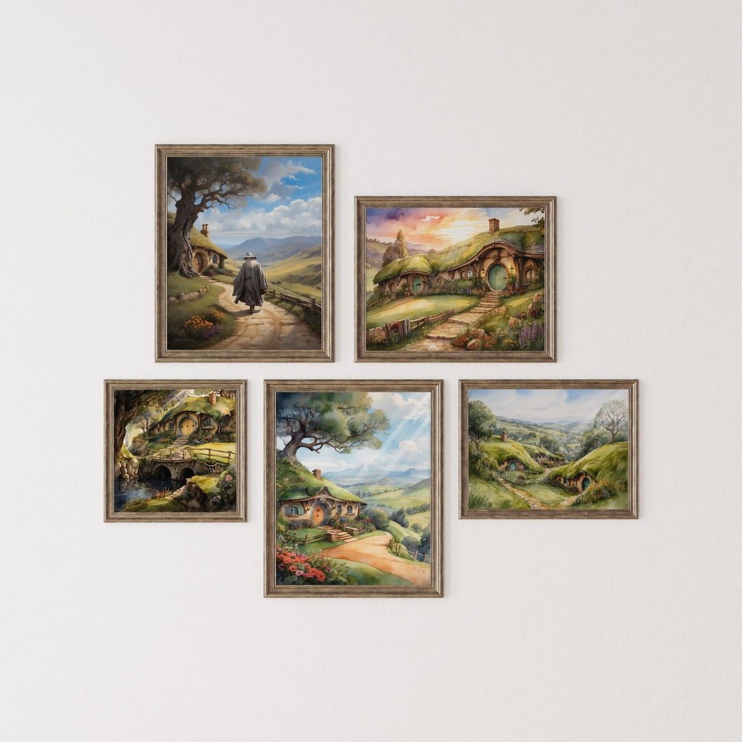 The Shire Collection, 5 Printable Watercolor Paintings of Bilbo Baggins ...