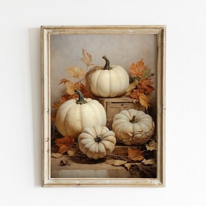 Rustic Halloween Pumpkin Painting, Printable Pumpkin Still Life Wall ...