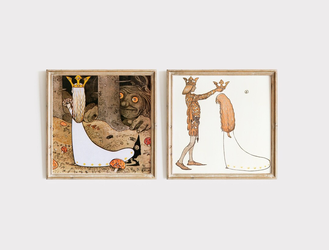 John Bauer Princess Print Set of 2, Princess Tuvstarr, Vintage ...