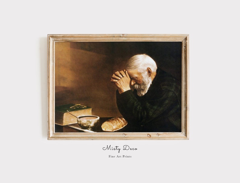 Grace by Eric Enstrom Fine Art Print, Man Praying Over Bread Wall Art ...