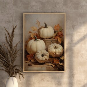 Rustic Halloween Pumpkin Painting, Printable Pumpkin Still Life Wall ...