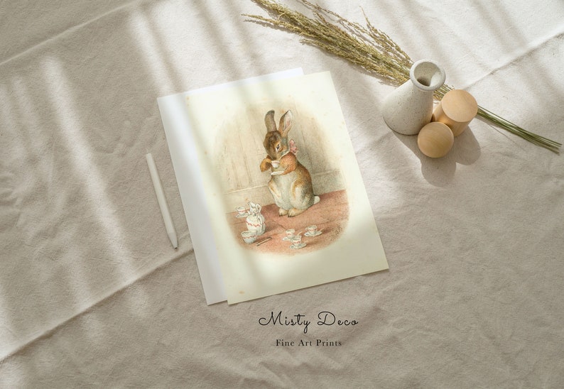 A Rabbit's Tea Party, Whimsical Fairy Tale Illustration by Beatrix ...