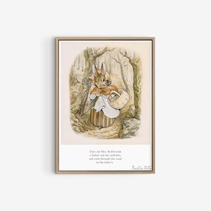 Vintage Beatrix Potter Rabbit Illustration for Nursery, Mrs Rabbit ...