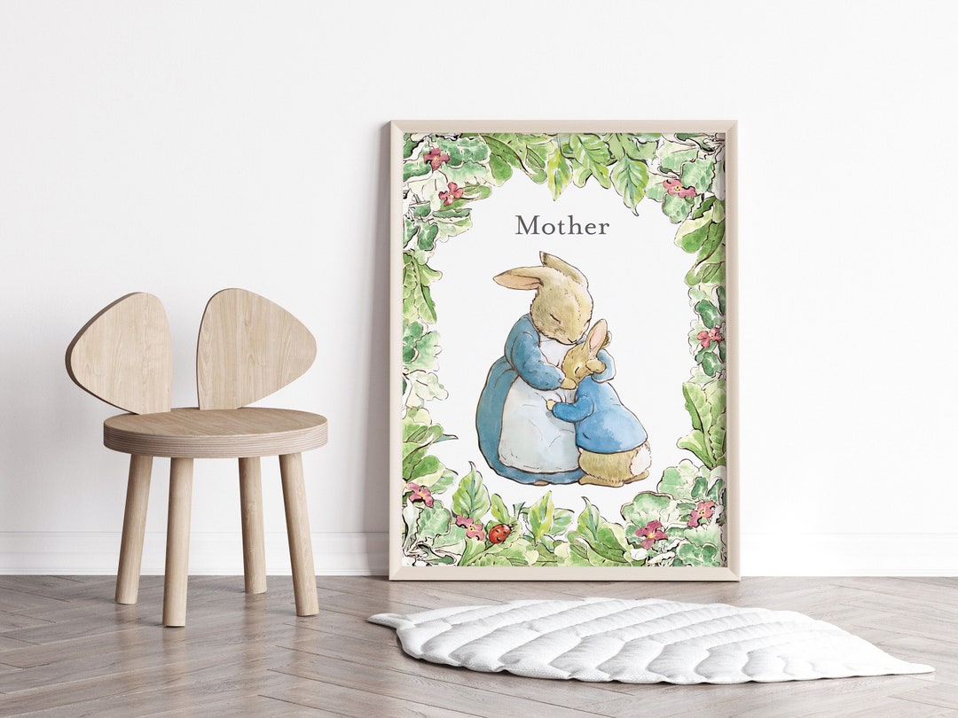 Mother Rabbit Hugs Peter Rabbit, Beatrix Potter Printable Wall Art ...