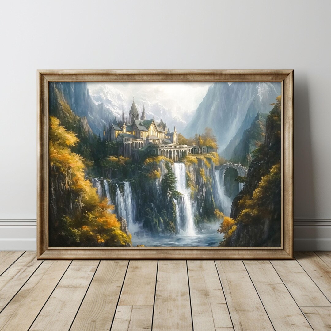 Elvish River Landscape Oil Painting, Power Ring Fine Art Print ...