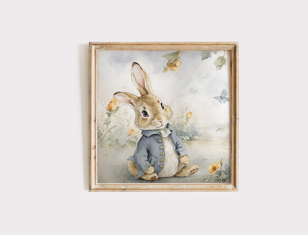Baby Peter Rabbit Watercolor Painting for Nursery, Cute Bunny Nursery ...