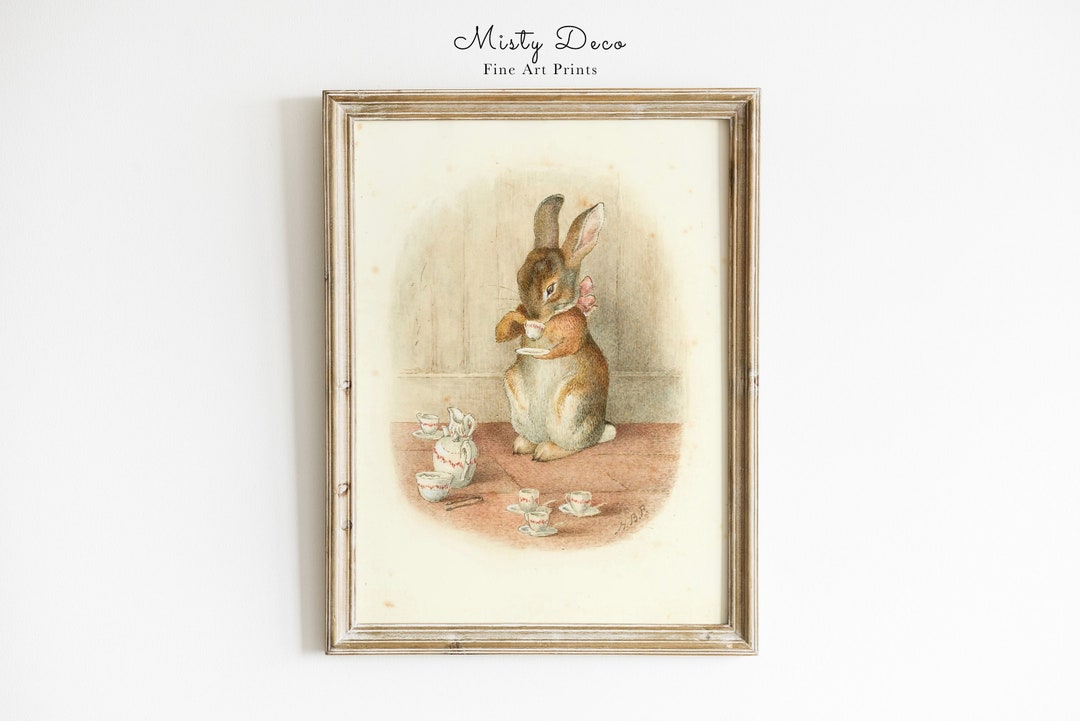 A Rabbit's Tea Party, Whimsical Fairy Tale Illustration by Beatrix ...