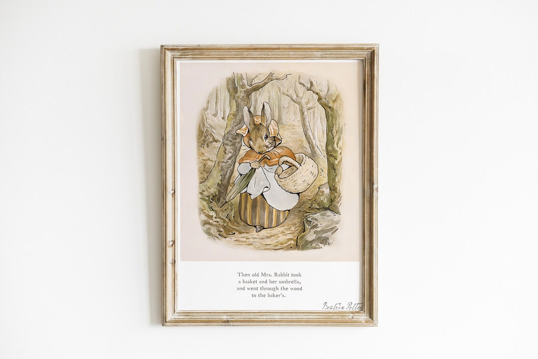 Vintage Beatrix Potter Rabbit Illustration for Nursery, Mrs Rabbit ...