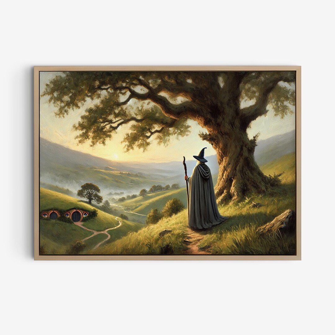 Wizard in the Shire Oil Painting, Beautiful Fantasy Landscape Wall Art ...