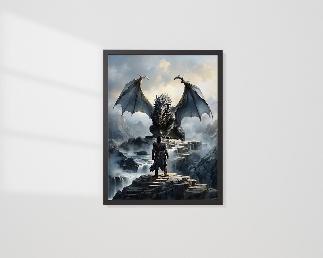 Game of Thrones Inspired Oil Painting, John Snow and Dragon in the Icy ...