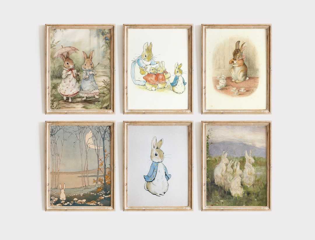 Printable Vintage Bunnies Collection, Beatrix Potter Rabbit Wall Art ...