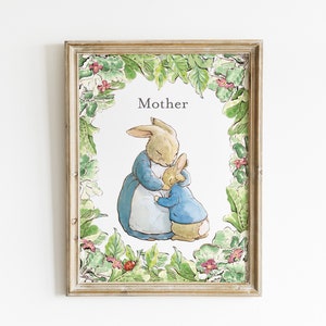 Mother Rabbit Hugs Peter Rabbit, Beatrix Potter Printable Wall Art ...