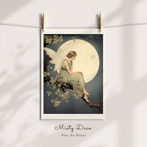 Beautiful Fairy and Full Moon Illustration for Nursery or Children's ...