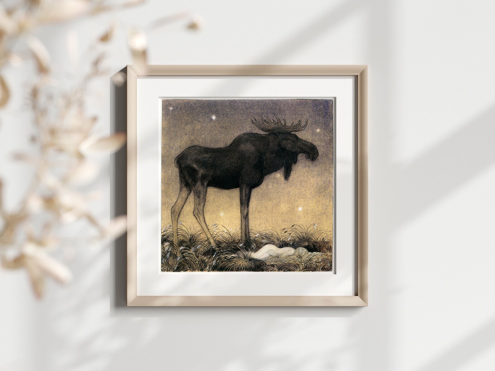 Beautiful Vintage Fairytale Princess and Moose Art by John Bauer ...