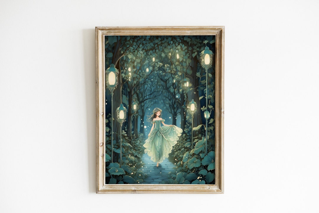 Printable Illustration of a Princess Walking in a Magical Fairytale ...