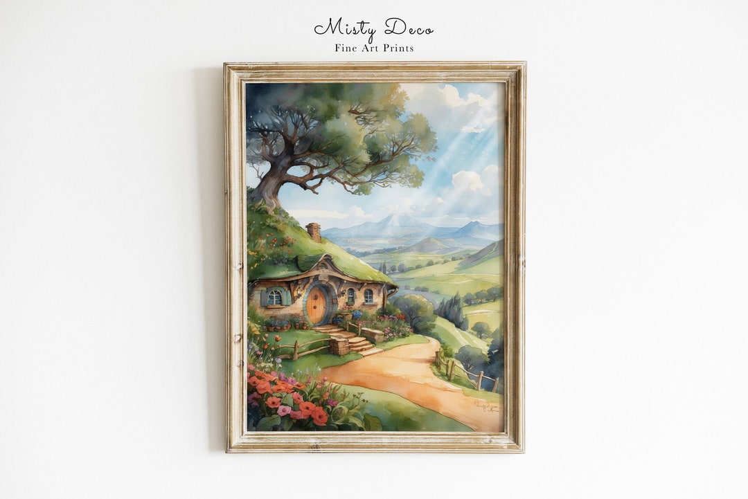 Bilbo Baggins Home in the Shire Watercolor Painting, Hobbitcore ...