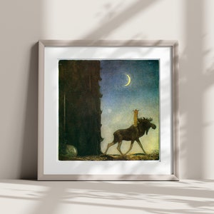 Princess Riding on a Moose Artwork by John Bauer, Fairy Tale Vintage ...