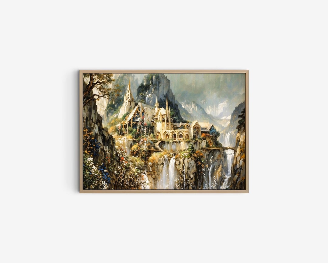 Elvish River Landscape Oil Painting, Power Ring Fine Art Print ...