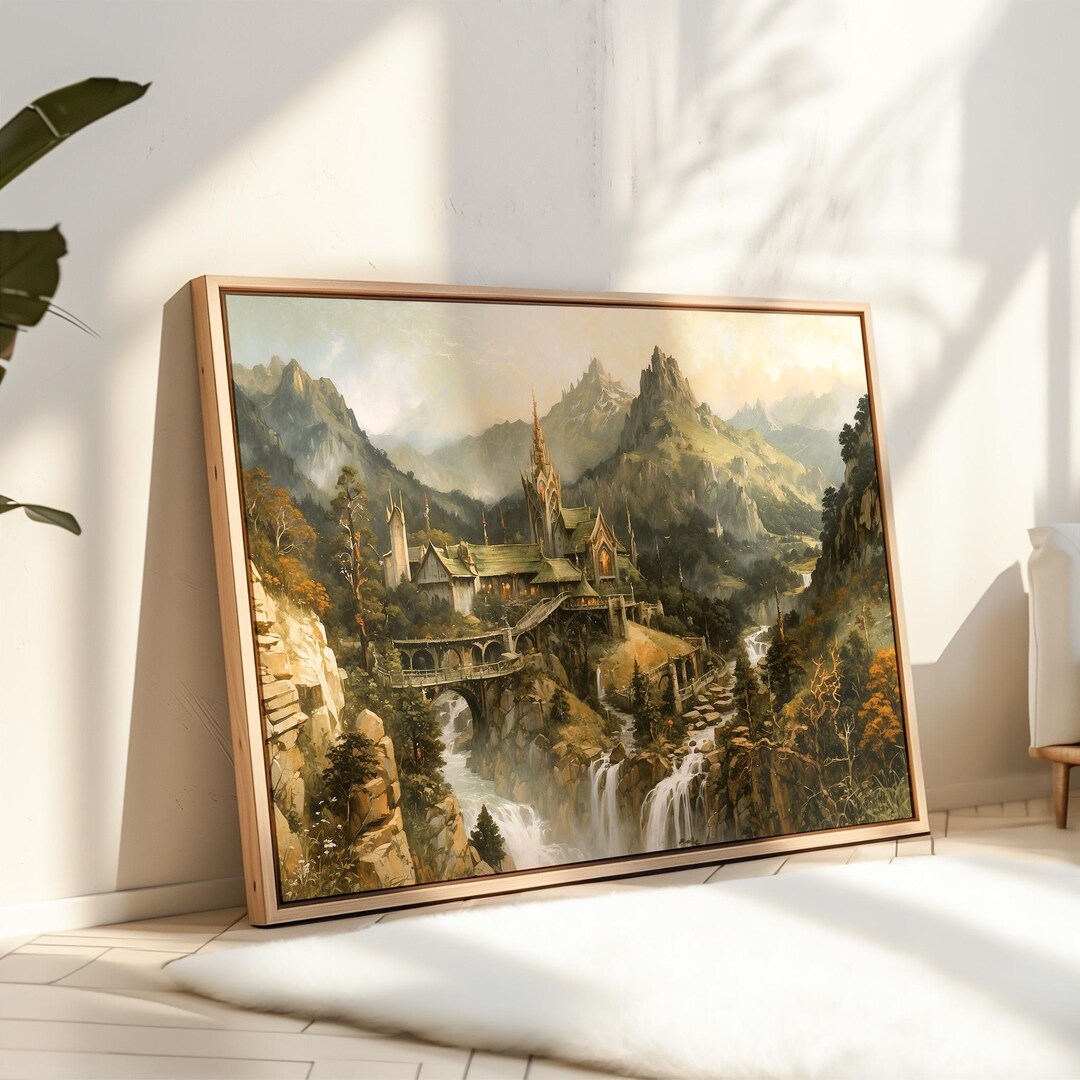Exclusive Framed Elvish Fantasy River Valley Canvas, Power Ring Canvas ...