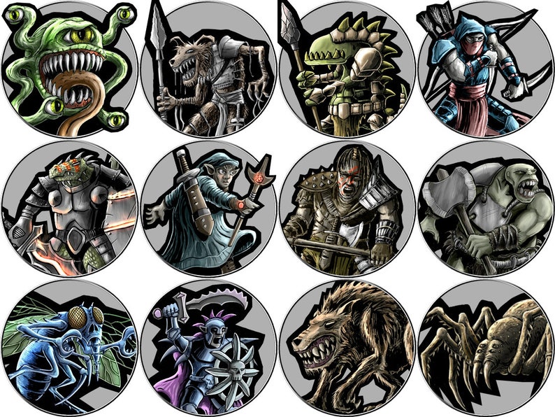 SET A - 100 Circle and 100 Silhouette Tokens for Virtual Tabletop RPG ...