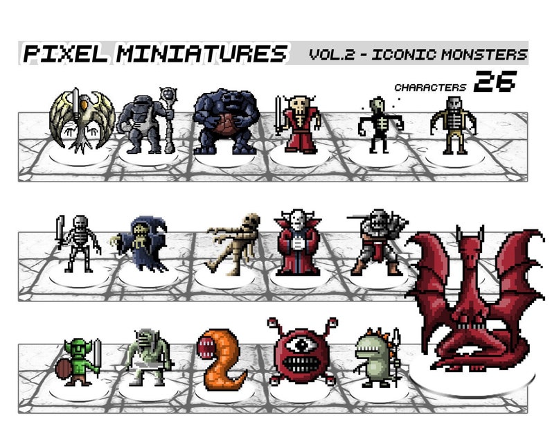 Pixel Miniatures Vol.2 iconic Monsters - Etsy