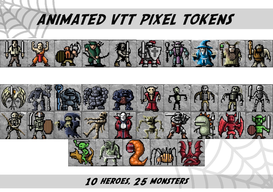 35 Animated Pixel Tokens for VTT - Etsy