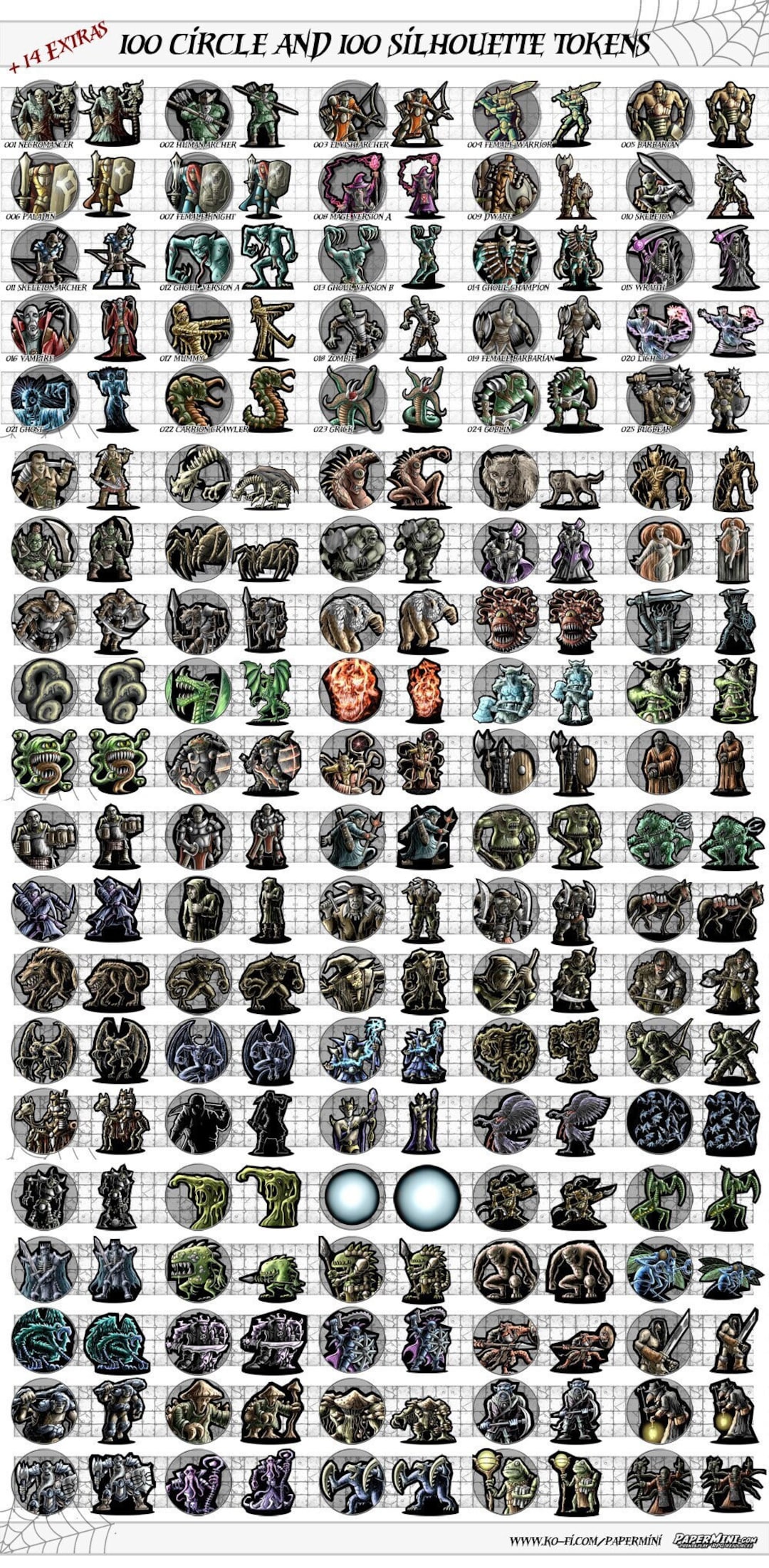 SET A - 100 Circle and 100 Silhouette Tokens for Virtual Tabletop RPG ...