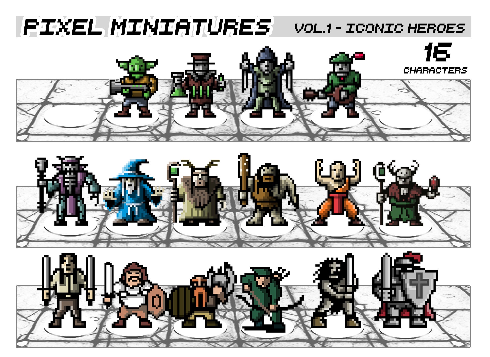 Pixel Miniatures - Vol.1 "iconic Heroes" - Etsy