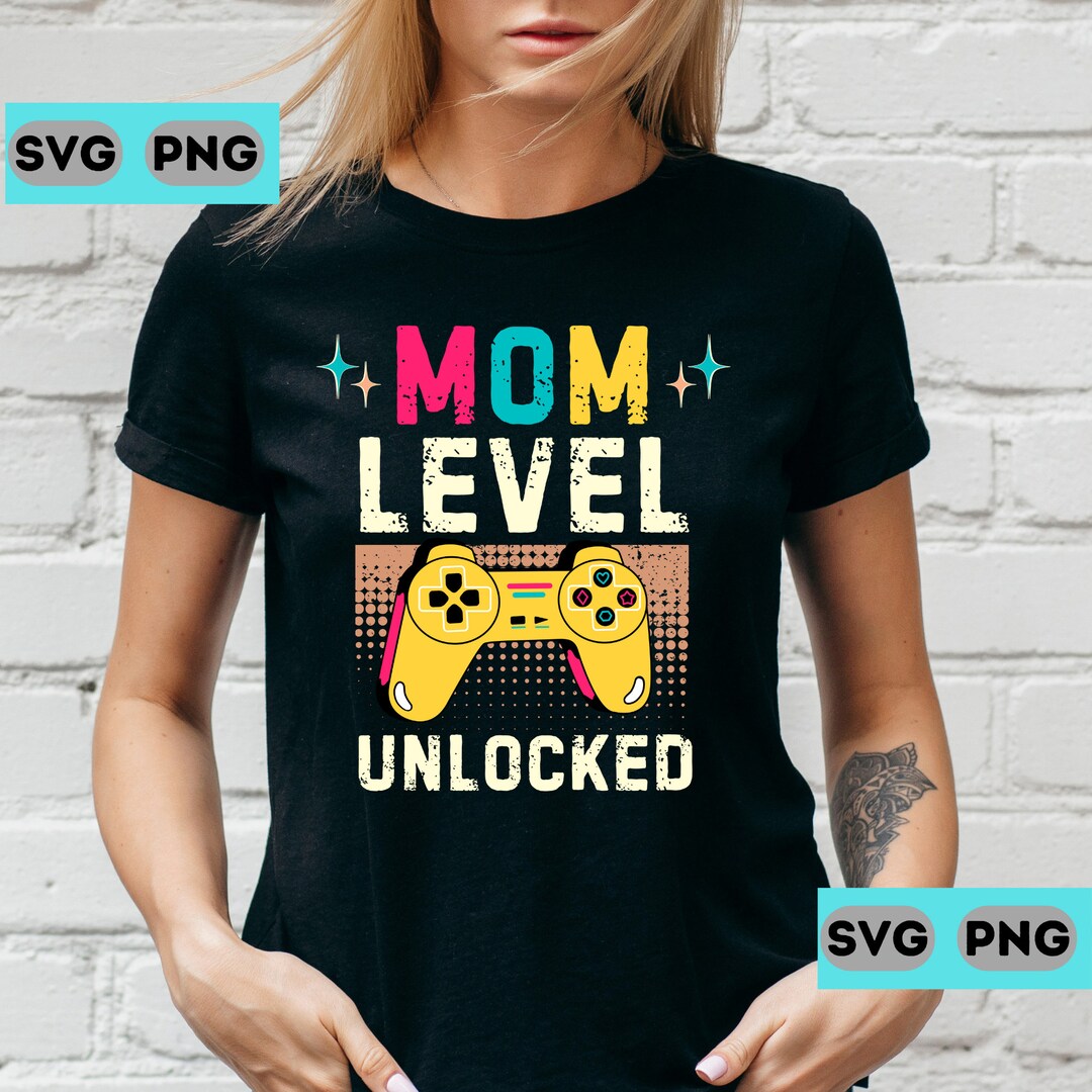 Mom Level Unlocked Funny Mother's Day Gaming Mom Gamer Retro Gamer 90's ...