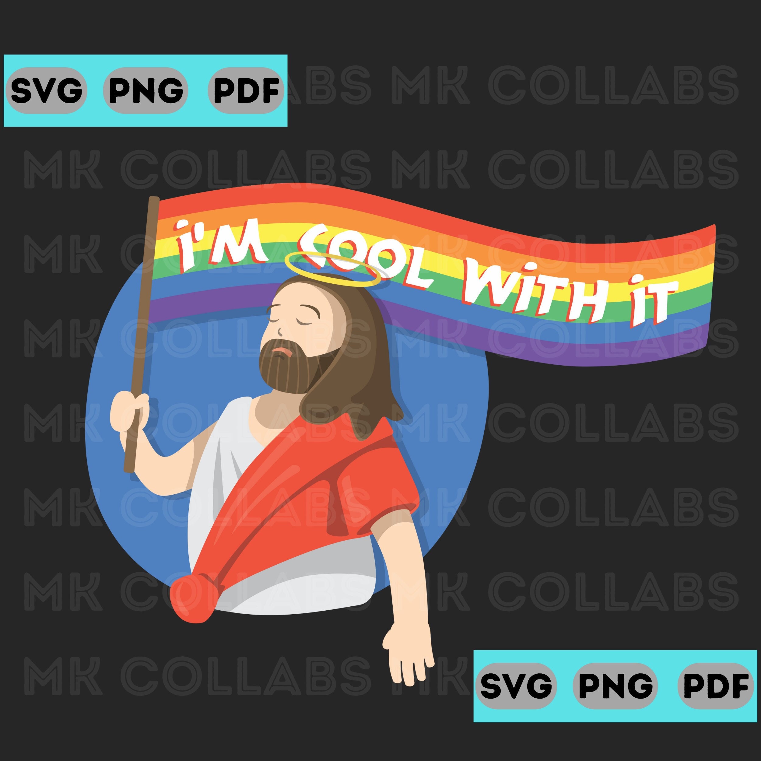 Gay Jesus I'm Cool With It LGBT Rainbow Gay Christian Pride Lesbian ...