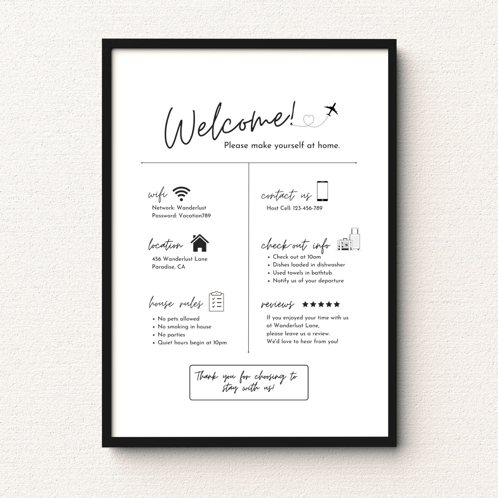 Airbnb Welcome Sign VRBO Signs Vacation Rental Editable - Etsy