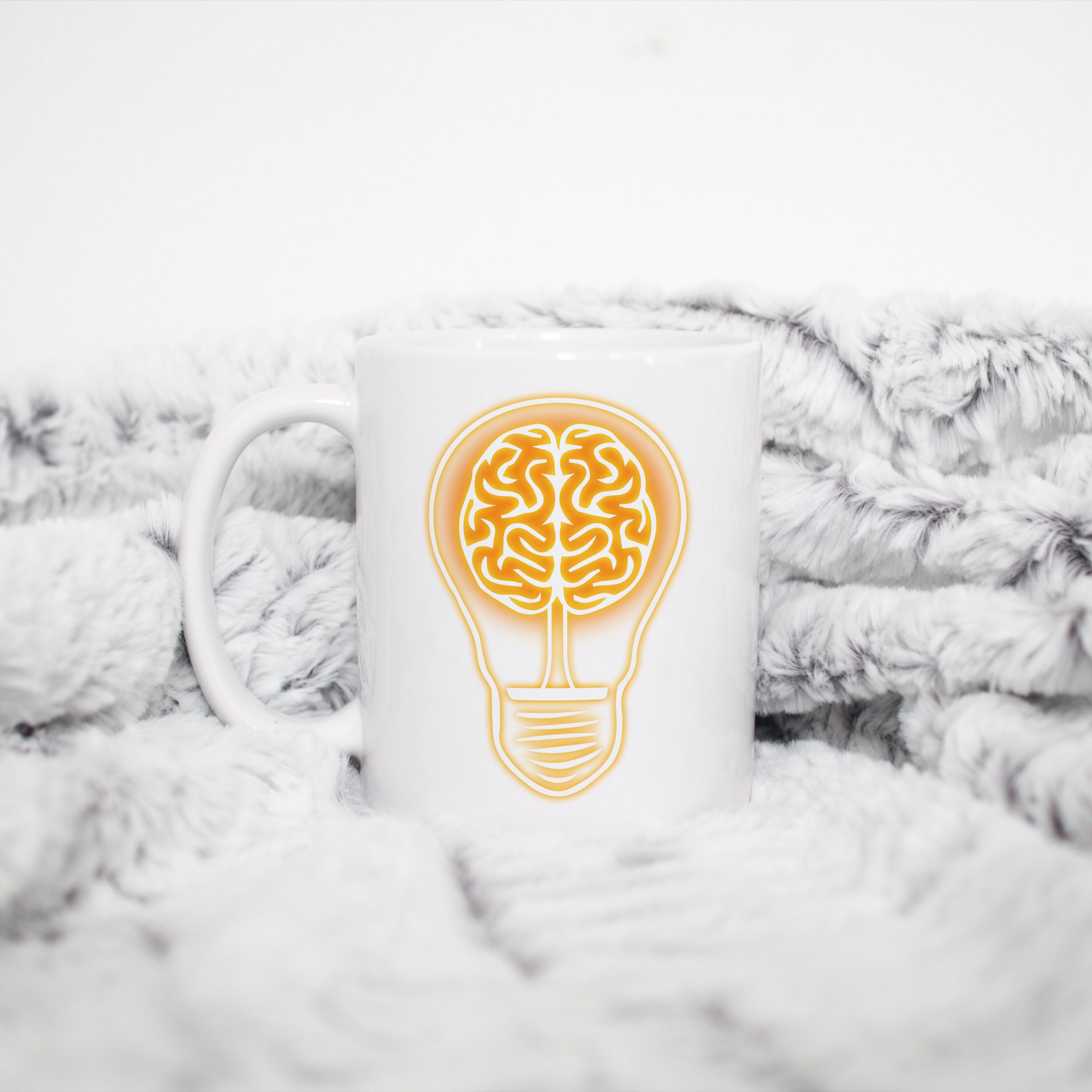 Abstract Neon Light Bulb Brain Idea Wall Art Minimalist Modern Art PNG ...