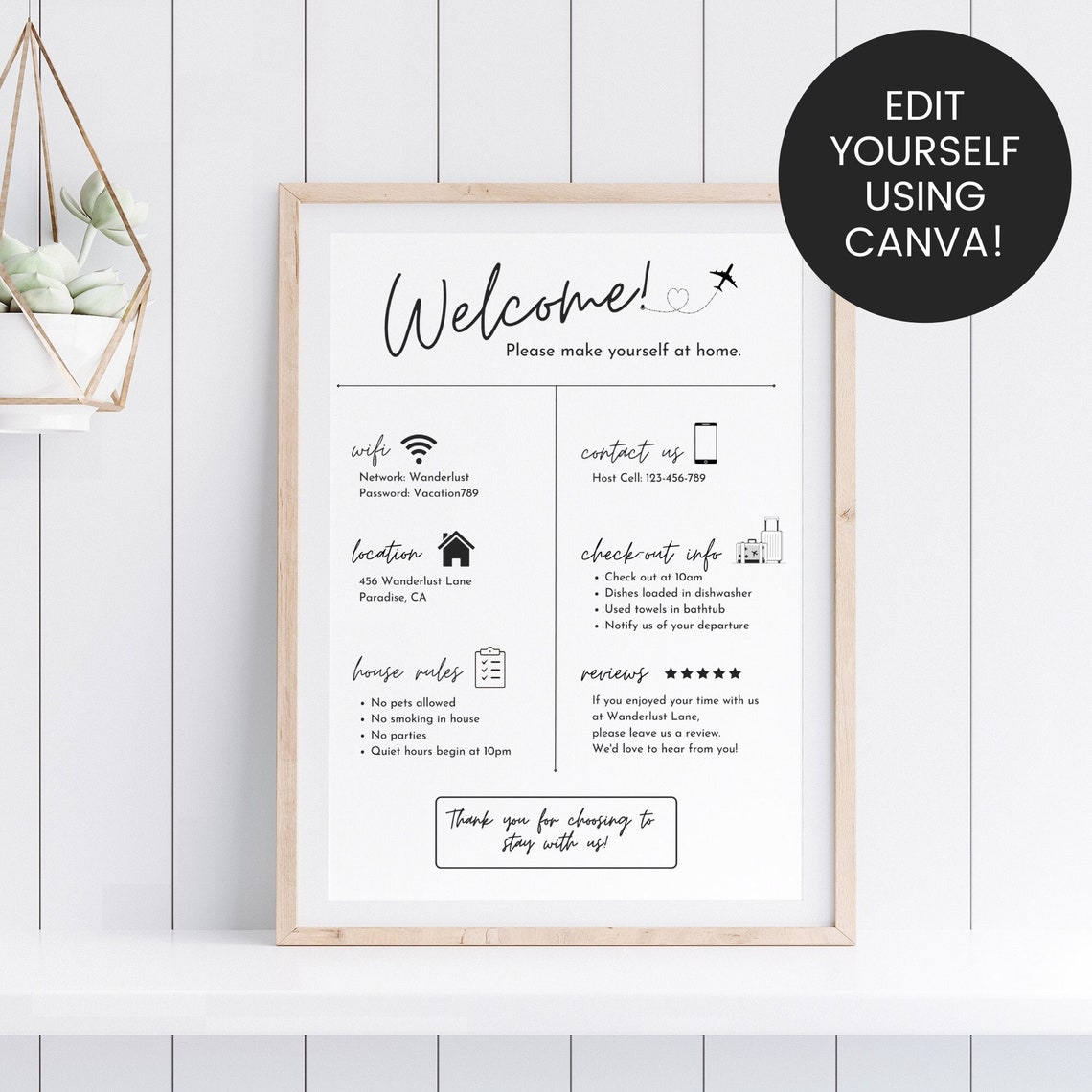 Airbnb Welcome Sign VRBO Signs Vacation Rental Editable - Etsy