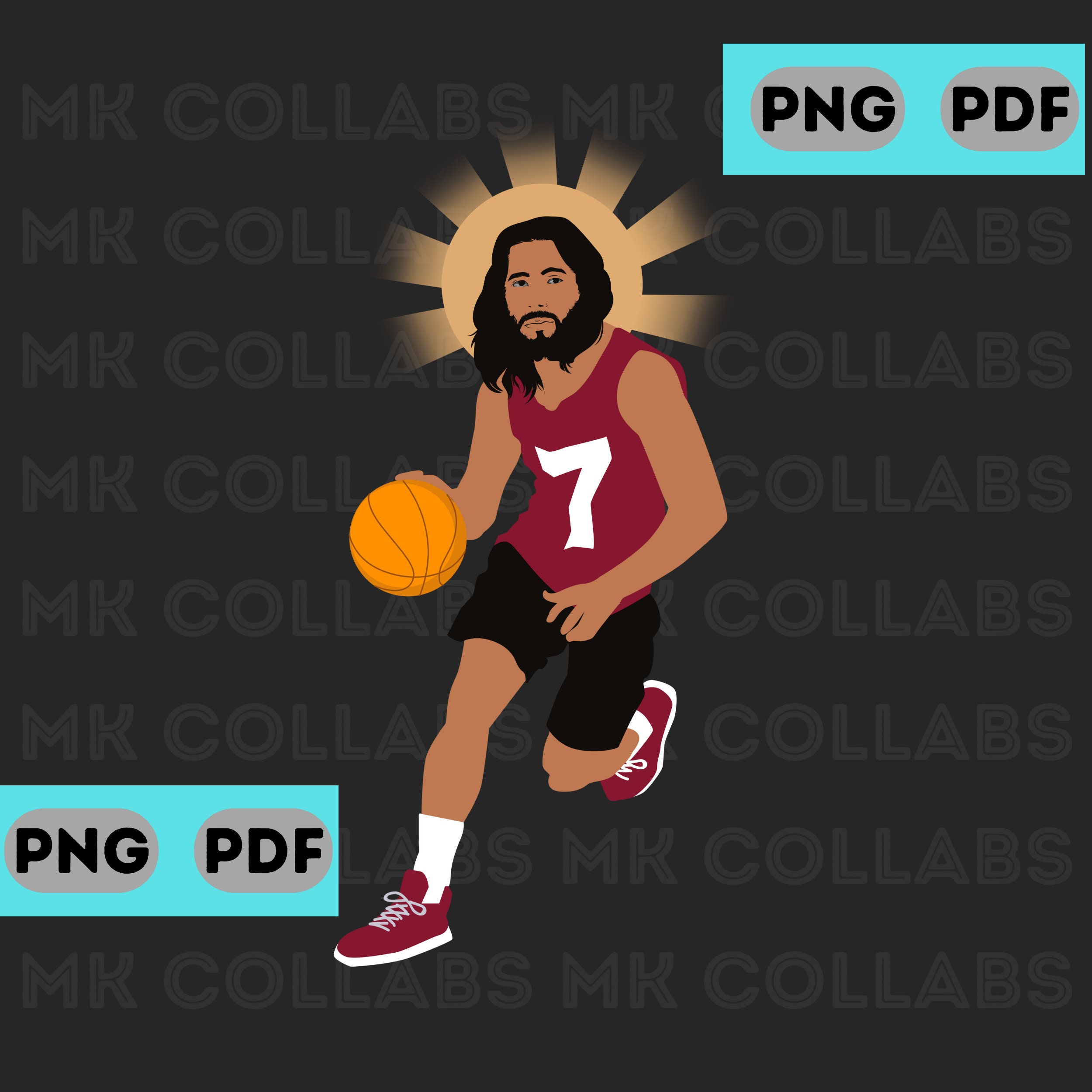 Funny Jesus Basketball PNG PDF Slam Dunk Christian Digital Print ...