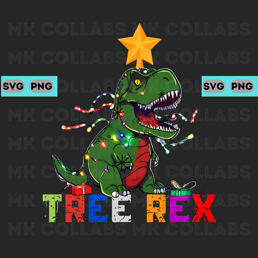 Tree Rex Trex Christmas T-rex Dinosaur Christmas Tree Xmas Tyrannosaurs ...