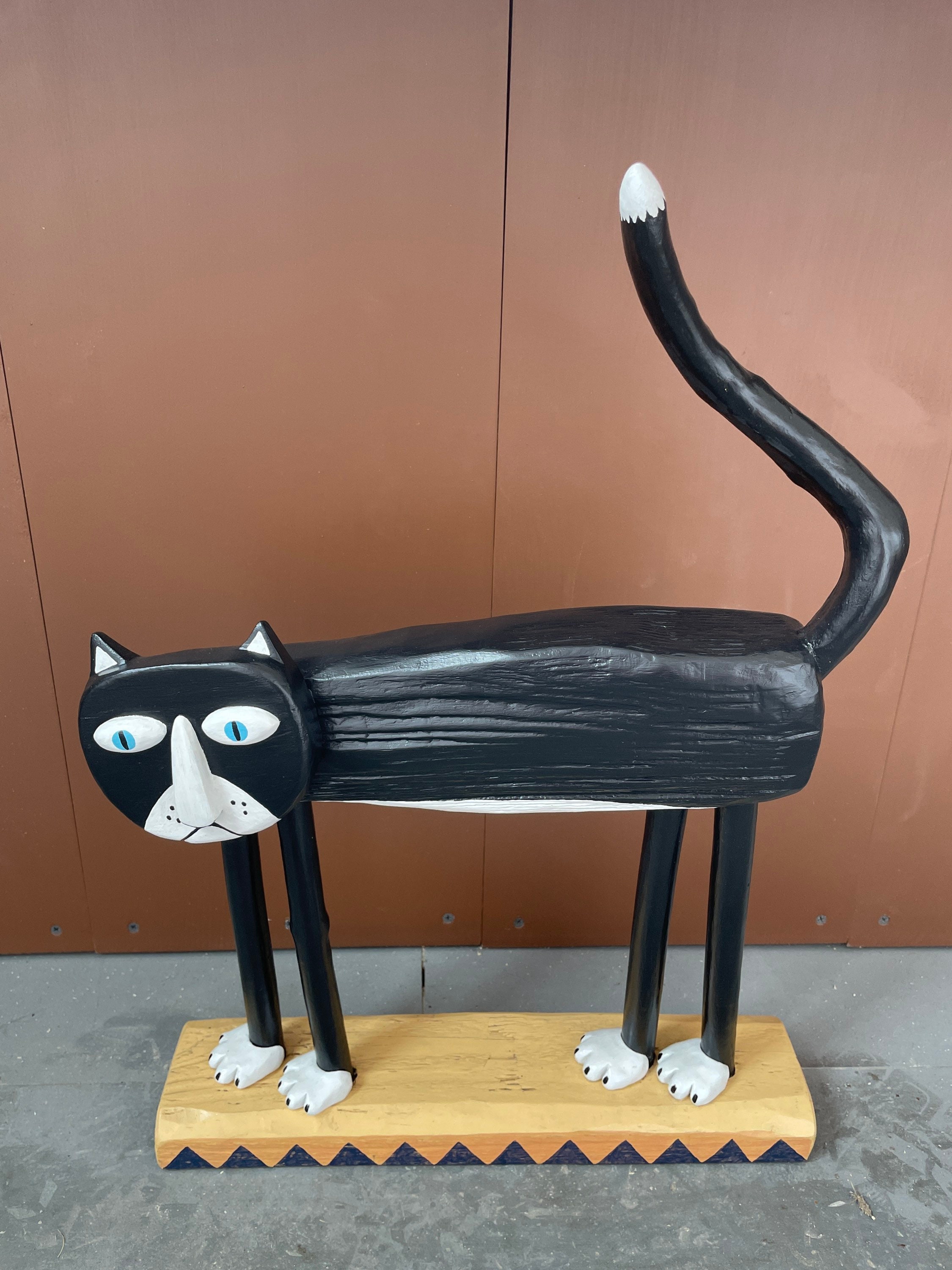 Wooden Cat - Etsy