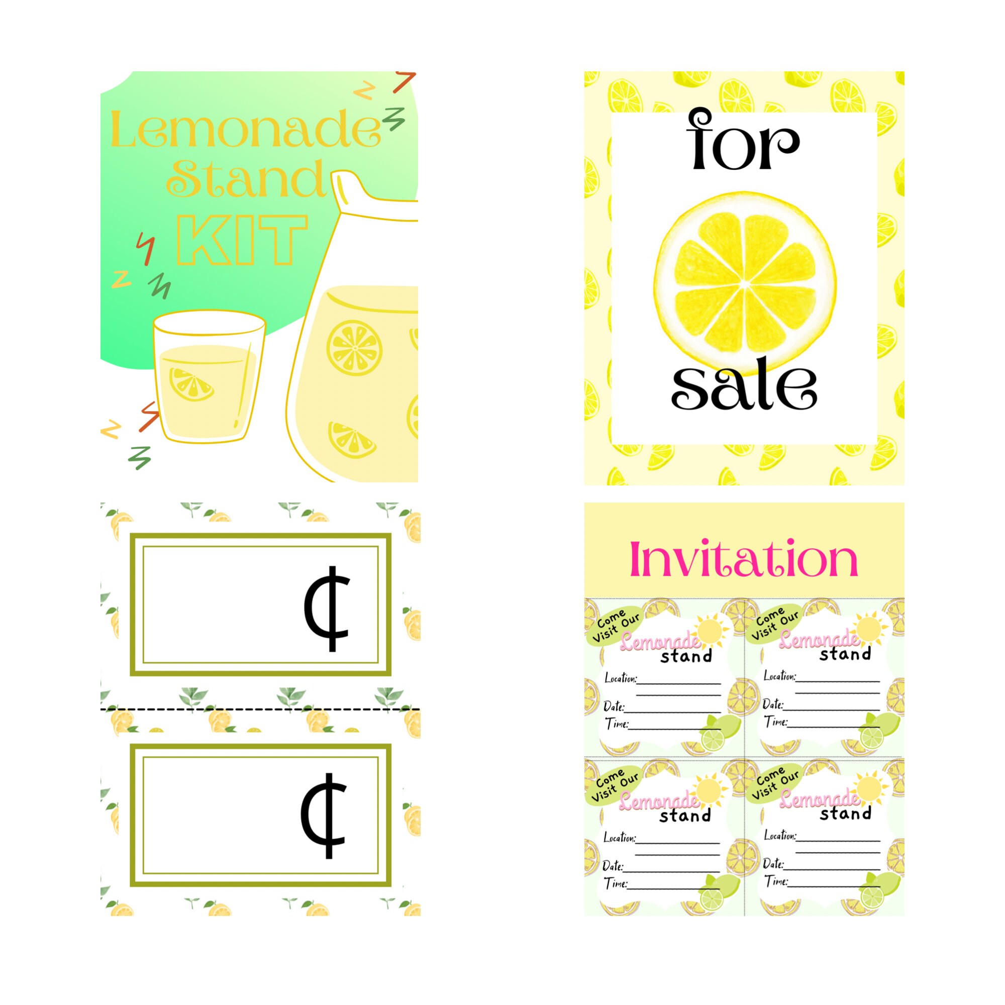 Lemonade Stand Kit Printable - Etsy