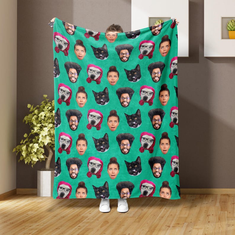 Custom Face Blanket: Personalized Photo Gift - Etsy