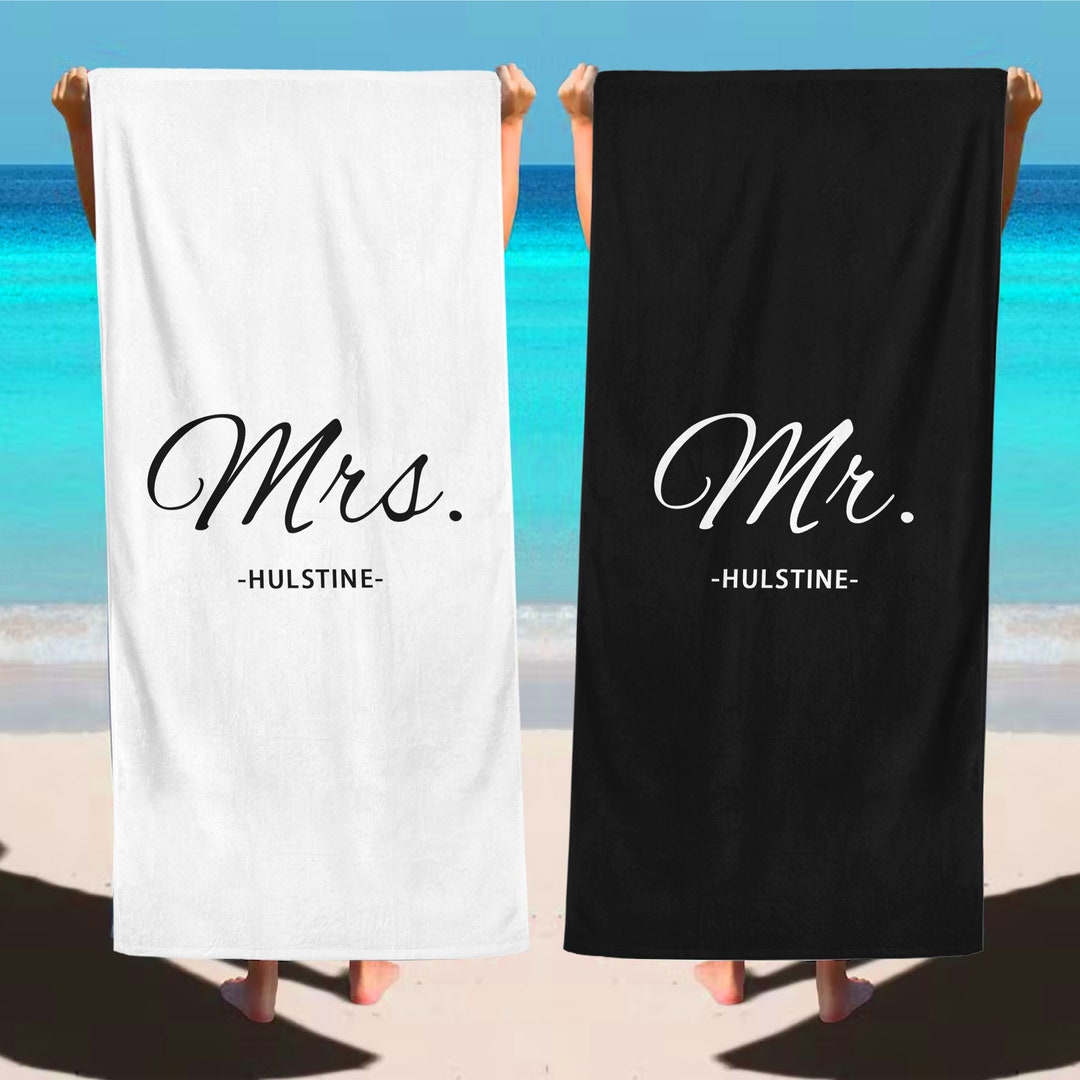 Custom Mr Mrs Beach Towel,wedding Gift,beach Bachelorette,engagement Bridal Gift,newlywed Gift ...