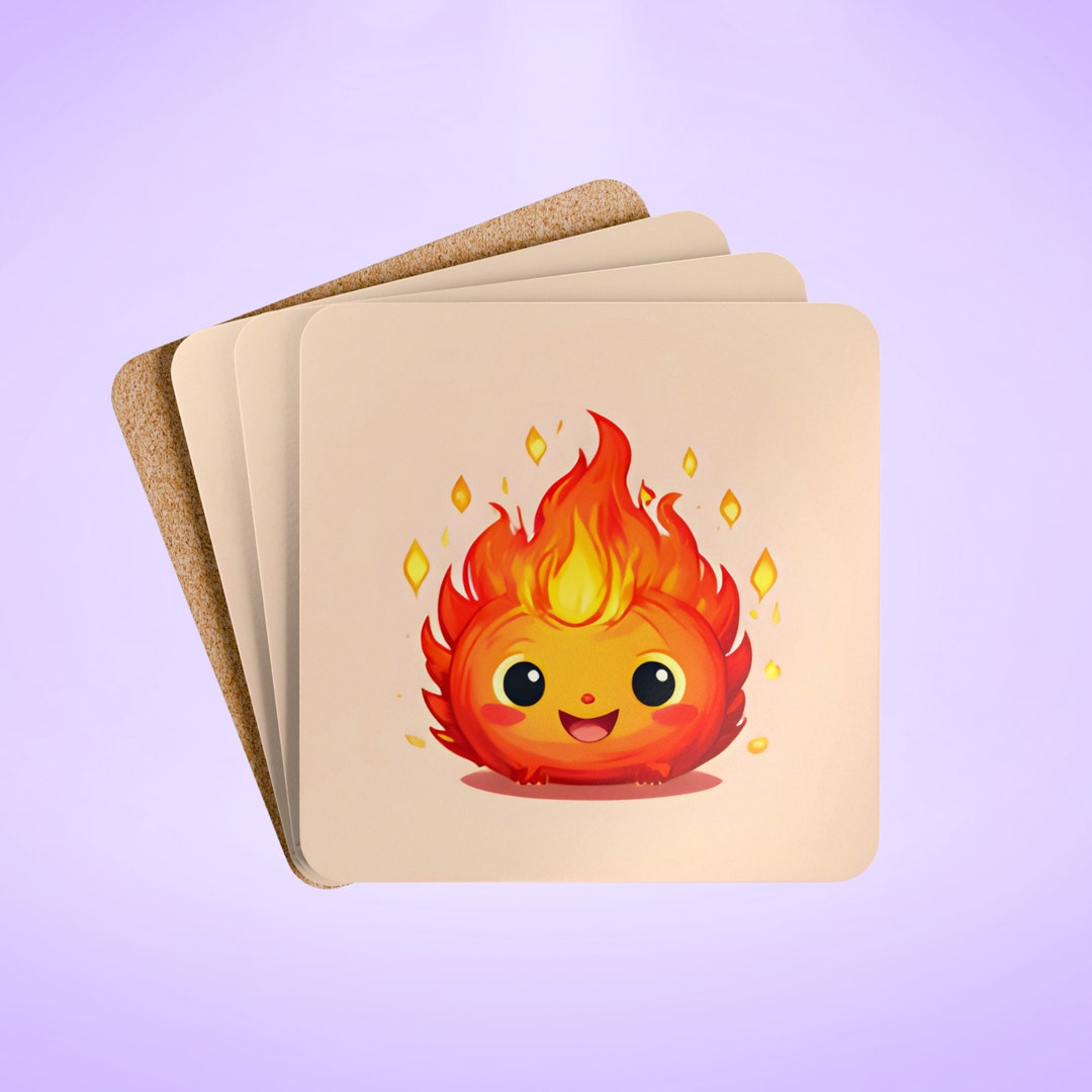 Calcifer Coaster Set, Studio Ghibli Home Decor, Howls Moving Castle ...