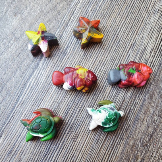 Ocean Themed Crayons turtle Starfish Fish Recycled - Etsy
