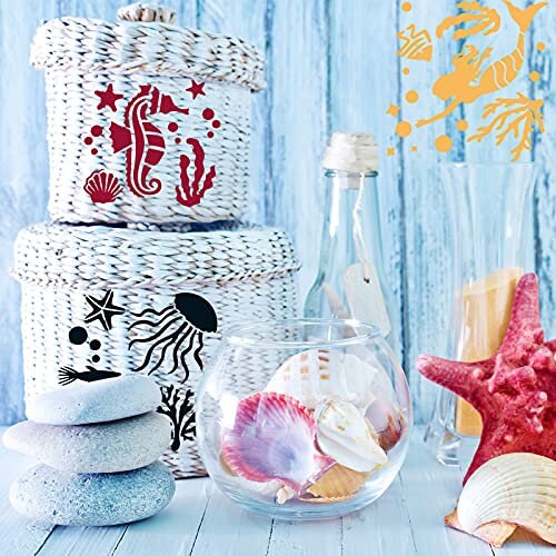 30 Ocean Creature Stencils: DIY Templates for Scrapbooking, Drawing ...