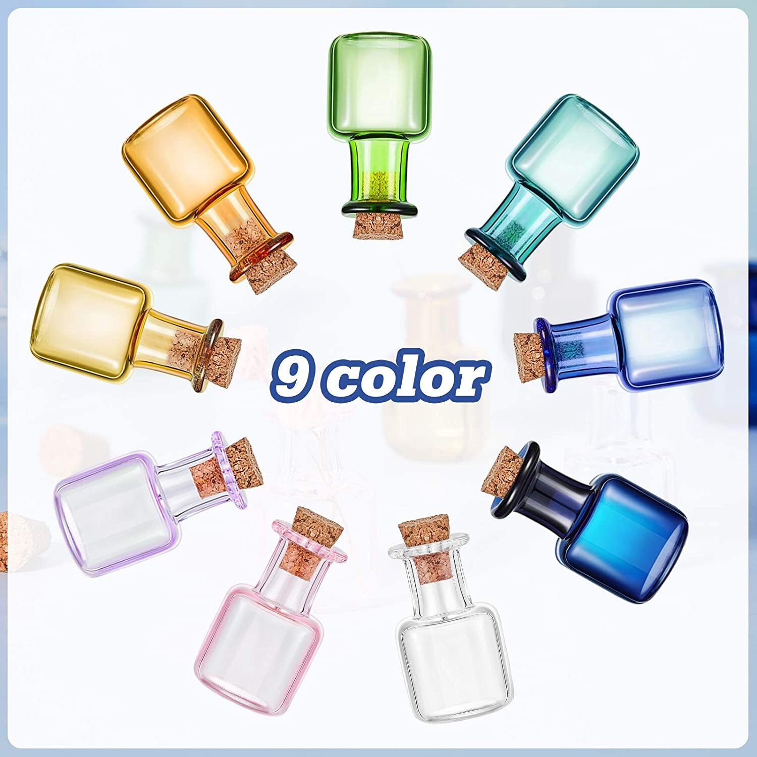 18pcs Colored Tiny Glass Jars, Spell Jars, Mini Potion Bottles W/ Cork ...