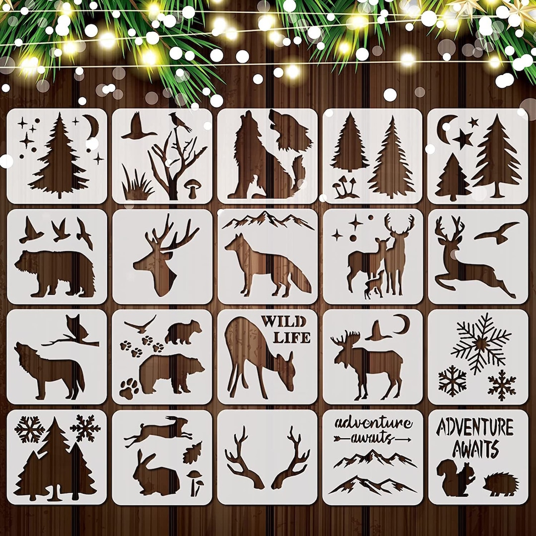 20pcs Stencils for North America Wild Life, Woodland Theme, DIY ...