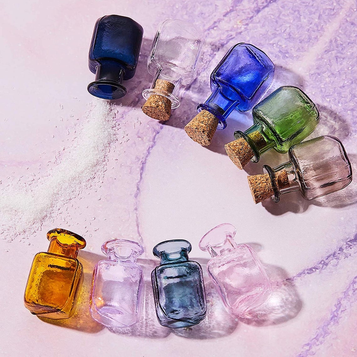18pcs Colored Tiny Glass Jars, Spell Jars, Mini Potion Bottles W/ Cork ...