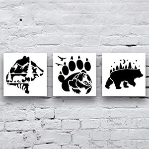6-piece Forest Bear Claw Stencils for Wood Painting - Reusable DIY Tree ...