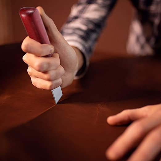 7-in-1 Leather Groover Tool and Cutting Knife Set Adjustable Stitching ...