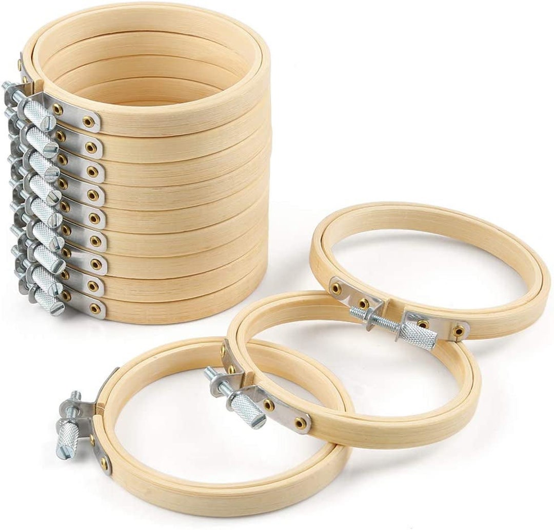3 Inch Bamboo Embroidery Hoops - 12 Pcs Adjustable Cross Stitch Rings ...