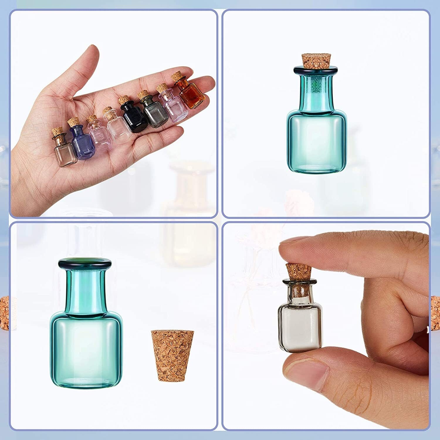 18pcs Colored Tiny Glass Jars, Spell Jars, Mini Potion Bottles W/ Cork ...
